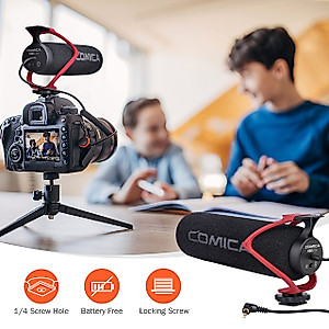 comica Universal Video Microphone, CVM-V30 LITE Super-Cardioid Directional Shotgun Camera Microphone for Canon Nikon Sony Fuji DSLR Cameras and iPhone Android Smartphones(Red)