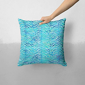 iiRov Aqua Watercolor Tiger Pattern - Custom Decorative Home Decor Indoor or Outdoor Throw Pillow Cover Plus Cushion Set for Sofa, Bed or Couch (Pillow CASE Cover Plus Cushion)