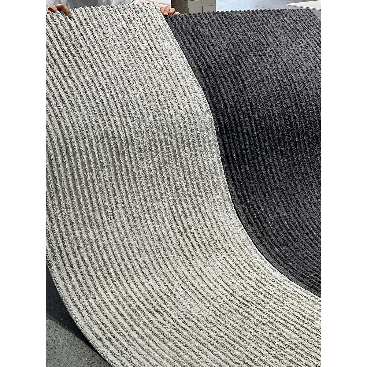 Ribbed Textured Stone Flexible Wall Cladding Panels, Beige and Black