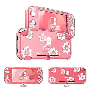 DLseego Sakura White Flower Floral Clear Switch Lite Protective Case 2-Piece Split Full Wrap PC Hard Shell Anti-Scratch All-Round Protection Cover for Switch 2019 Model