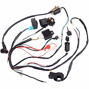 DKIIGAME Electric Start Engine Wiring Harness Coil CDI Solenoid Relay for50cc 70cc 110cc 125cc 4 Stroke ATV Pit Quad Dirt Bike Go Kart Scooter Buggy