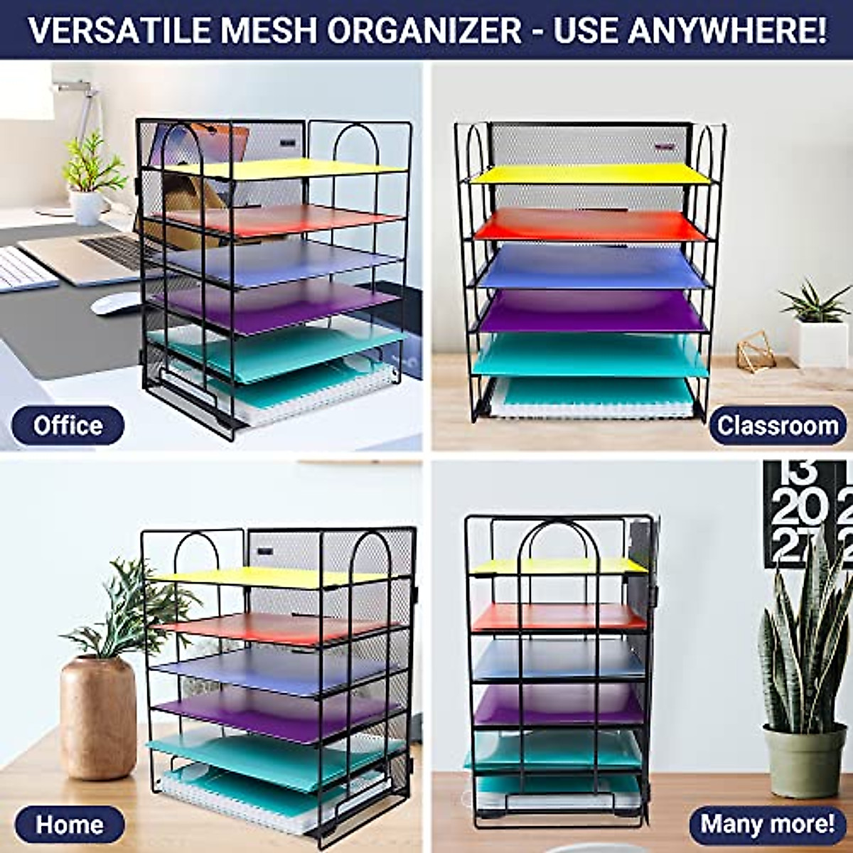 Desk Organizer with 6 Tiers, Paper Tray for Office Supplies, Letters, Billls, Folders, Files, Binders. Desk Organizers and Accessories for Home, Office, School. Office Organization with Style