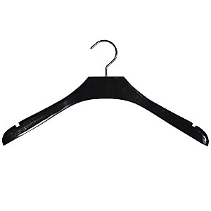 NAHANCO 23417HU Wooden Jacket Hanger, Concave, Home Use, 17", High Gloss Black (Pack of 6)