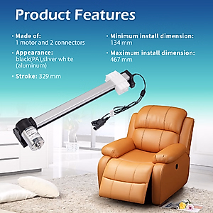 Okin Refined-R Motor Model JLDQ-18 & JLDQ.18.134.333D09, Power Recliner Actuator Electric Reclining Lift Chair Motor Replacement Parts for JLDQ.18.134.333D02/D02-LA/D03/D04/D05/D10/D13/D15/D21