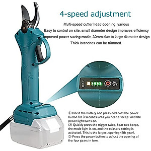 XIOYUE 30mm Pruning Shears Compatible for Makita 18V Battery, Cordless Electric Pruning Scissors Cordless Pruning Shears for Gardening, Apple Tree