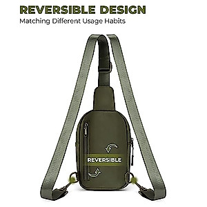 CHOLISS [Beige+Green] Small Sling Bag for Women and Men, Crossbody Bags Trendy with Extended Strap, Lightweight Chest Bag