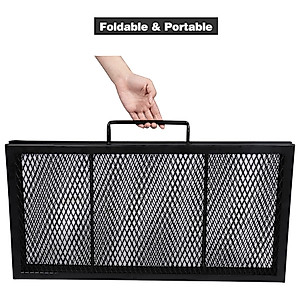 Lineslife Square Fire Pit Cooking Grill Grates, Folding Outdoor Campfire BBQ Grill Rack with Handles, Portable Outside Camping Gear Cookware and Accessory, 30 Inch