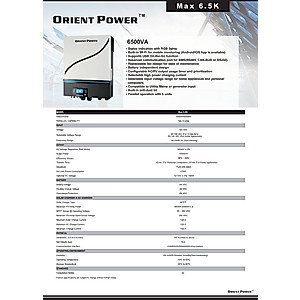 Split Phase Inverter 120VAC 60Hz 48V 6500W LV6548 Off Grid Solar Inverter Charger