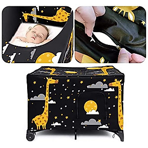 Blackout Cover for Pack N Play, Portable Breathable Crib Tent to Block 90% of Light for Indoor Outdoor Travel, Stretch Up to 48×39 Inches