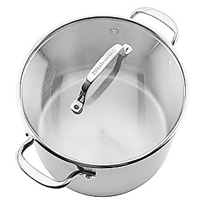 KitchenAid 3-Ply Base Brushed Stainless Steel Stock Pot/Stockpot with Lid, 8 Quart