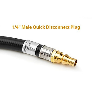 Stanbroil 12-feet Low Pressure Propane Quick-Connect Hose, Quick Disconnect Propane Hose Extension - 1/4” Safety Shutoff Valve & Male Full Flow Plug for RVs