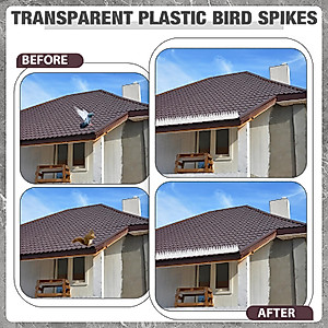 Geetery 48 Pack Bird Spikes Bulk Transparent Plastic Bird Spikes for Small Birds Squirrel Pigeon Spikes Bird Spikes for Animal Outdoor, Fence Spikes for Garden Wall Railing Roof