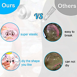 Mity rain Nano Bubble Tape Kit, Super Elastic Bubble Balloons with 5pcs Straw, 10 Pack Glitter and Inflator, Double Sided Tape Plastic, DIY Party Favors