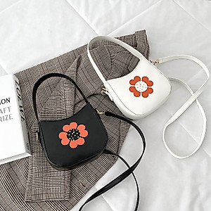 Simple Quilted Crossbody Bag, Printing Small Leather Crossbody Bags Ladies Leather Shoulder Bag Clutch (Black)