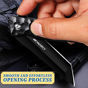 OerLa EDC Pocket Folding Knife - Warrior Series - 5Cr13Mov - Ball Bearing Quickly Open - 3.54" Blade (Black)