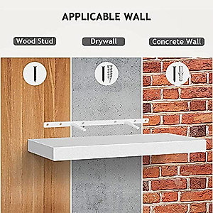 YARUKIMA White Floating Shelves Wall Mounted Set of 3,Wood Storage Shlef for Wall,Space Saving Wall Shelf for Bathroom Bedroom Kitchen Storage Rack with Invisible Brackets.