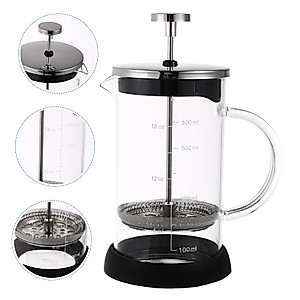 CIYODO 1pc Espresso Machine Espresso Ground Coffee Manual Coffee Press Double Walled Coffee Pot Pour- over Coffee Maker Tea Infuser Tea Kettle Transparent Stainless Steel