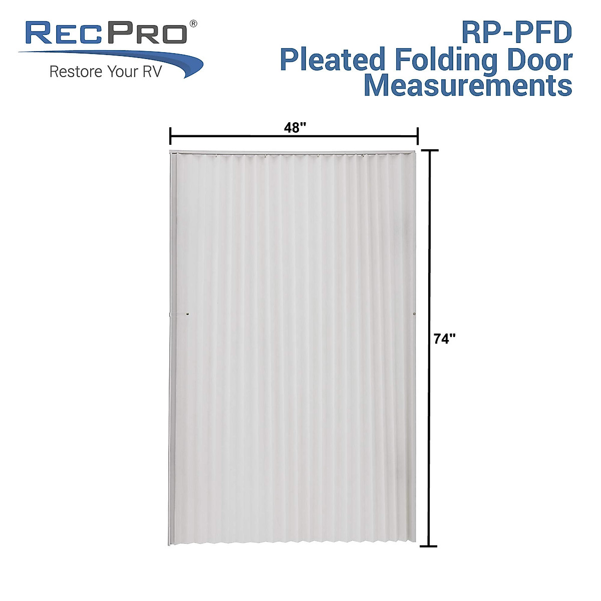 RecPro RV Pleated Folding Door 48" x 75" | Camper Folding Door | Fifth Wheel Folding Door (Gray)