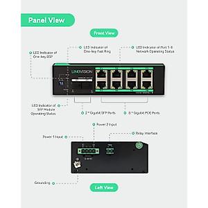 LINOVISION Industrial 8-Port Full Gigabit Solar POE Switch with DC9.5V-57V to DC48V Voltage Booster, IEEE802.3at with Total POE Budget 240W, POE Power Supply for Solar Power/RV Truck/VoIP Systems