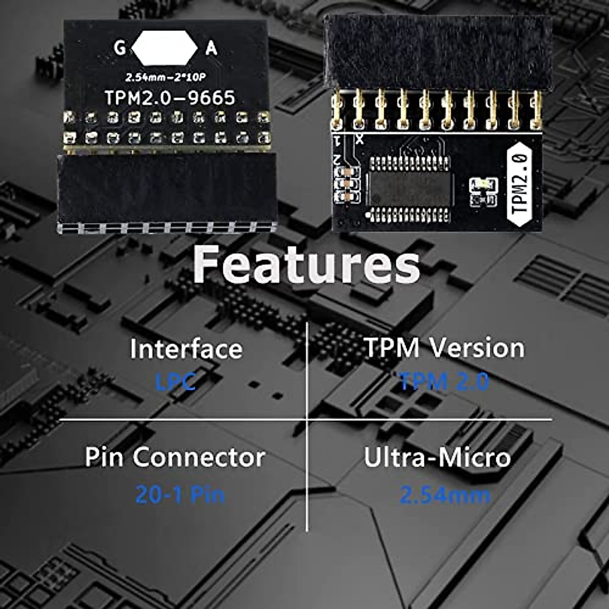 20Pin Encryption Security Module, Perfect Replacement PCB Material Standalone Crypto Processor TPM 2.0 Encryption Security Module Practical for Home