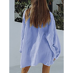 Meenew Women's Summer Matching Set 2 Piece Shorts Set Long Sleeve PJ Set Beach Outfits Button Down Set XL