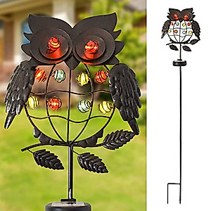 Joiedomi Garden Solar Lights Outdoor, Solar Powered Stake Lights, 10 LED Metal Owl Decorative Lights Waterproof for Walkway,Pathway,Lawn,Patio,Courtyard (Bronze)