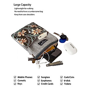 LassZone Womens Small Crossbody Bag Cell phone Bag Floral Pattern Ladies Small Handbag Wallet 5 Pockets Shoulder Bag Messenger Bags