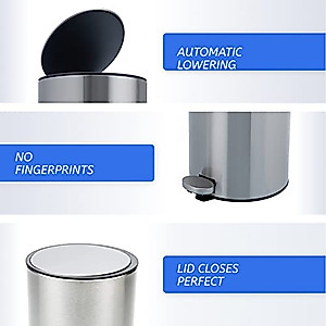 Bamodi Bathroom Bin 3L – Bathroom Bins with Lids – Small Pedal Bin for Bathroom, Toilet, Restroom – Stainless Steel Rubbish Waste Trash Can with Removable Inner Bucket (Silver)