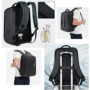 SOLOAD Hard Shell Laptop Backpack 17 Inch Business Gaming Backpack Waterproof with USB Charging Port (Hard Shell Black)