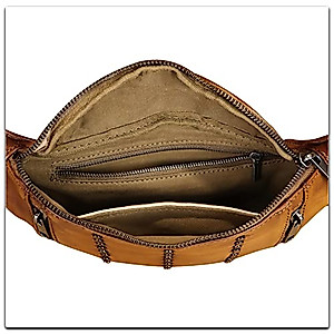 IVTG Genuine Leather Sling Bag for Women Fanny Bag Casual Hiking Daypack Crossbody Chest Bags Motorcycle Shoulder Backpack (Brown)