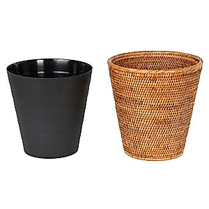 Mekomy La Jolla Rattan Plastic Insert, Honey-Brown Waste Basket