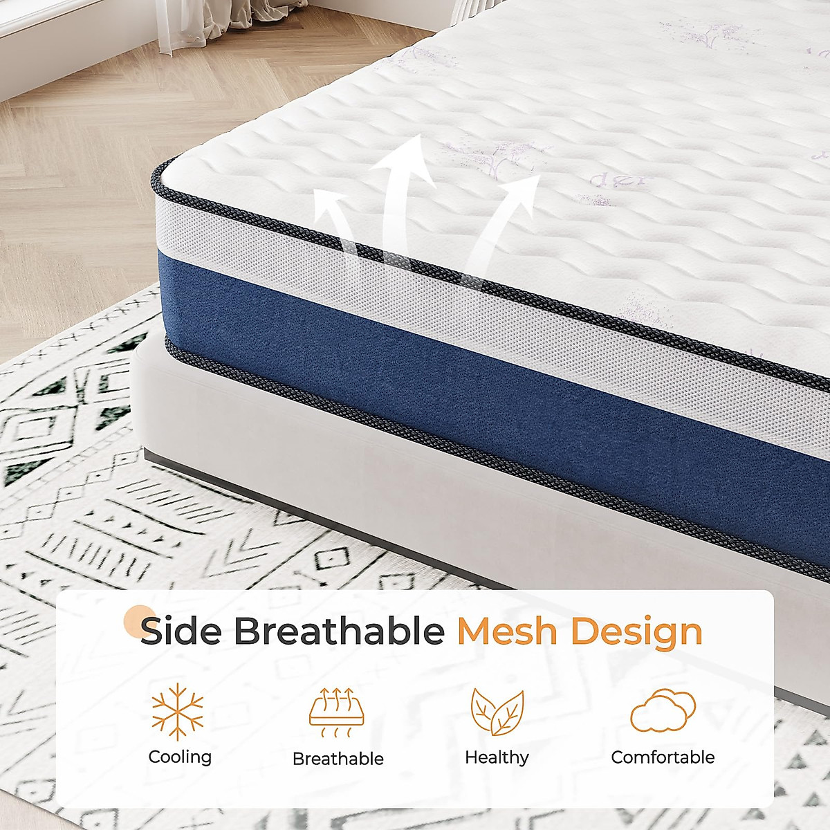 Vesgantti Full Mattress, 12 Inch Innerspring Hybrid Full Size Mattress with Memory Foam and Individual Pocket Springs, Mattress in a Box, Medium Firm Feel