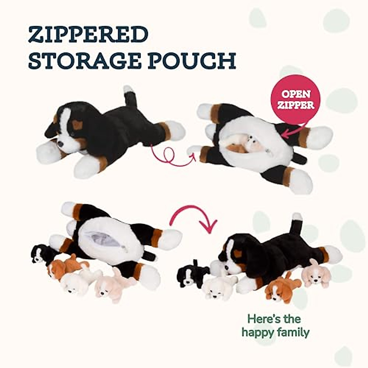 PixieCrush Dog Stuffed Animals with Babies Inside - 5-Piece Set of Mommy and Baby Puppies Plush for Imaginative Play - Soft Cuddly Companion for Kids - Stuffed Animals for Girls Ages 3 to 8 Years