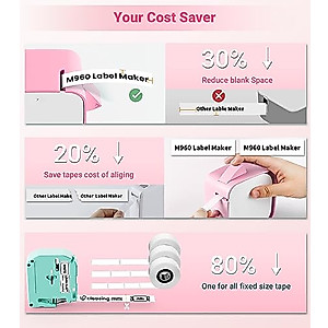 Vixic Label Maker Machine with Tape, M960 Mini Bluetooth Label Printer Inkless Label Sticker Makers Portable Handheld Labeler with Multi-Templates Font&Icon, Rechargeable for Office Home Organizing