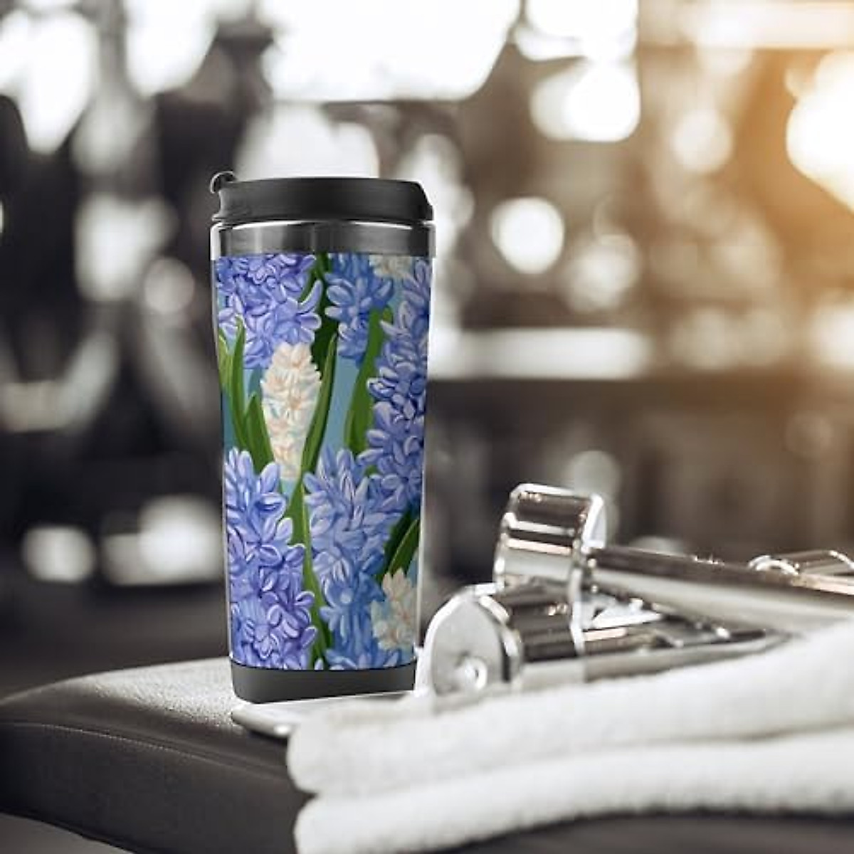 Hyacinth Flowers Travel Coffee Mug Reusable Insulated Drinking Cup with Lid for Home Outdoor Works 13 Oz