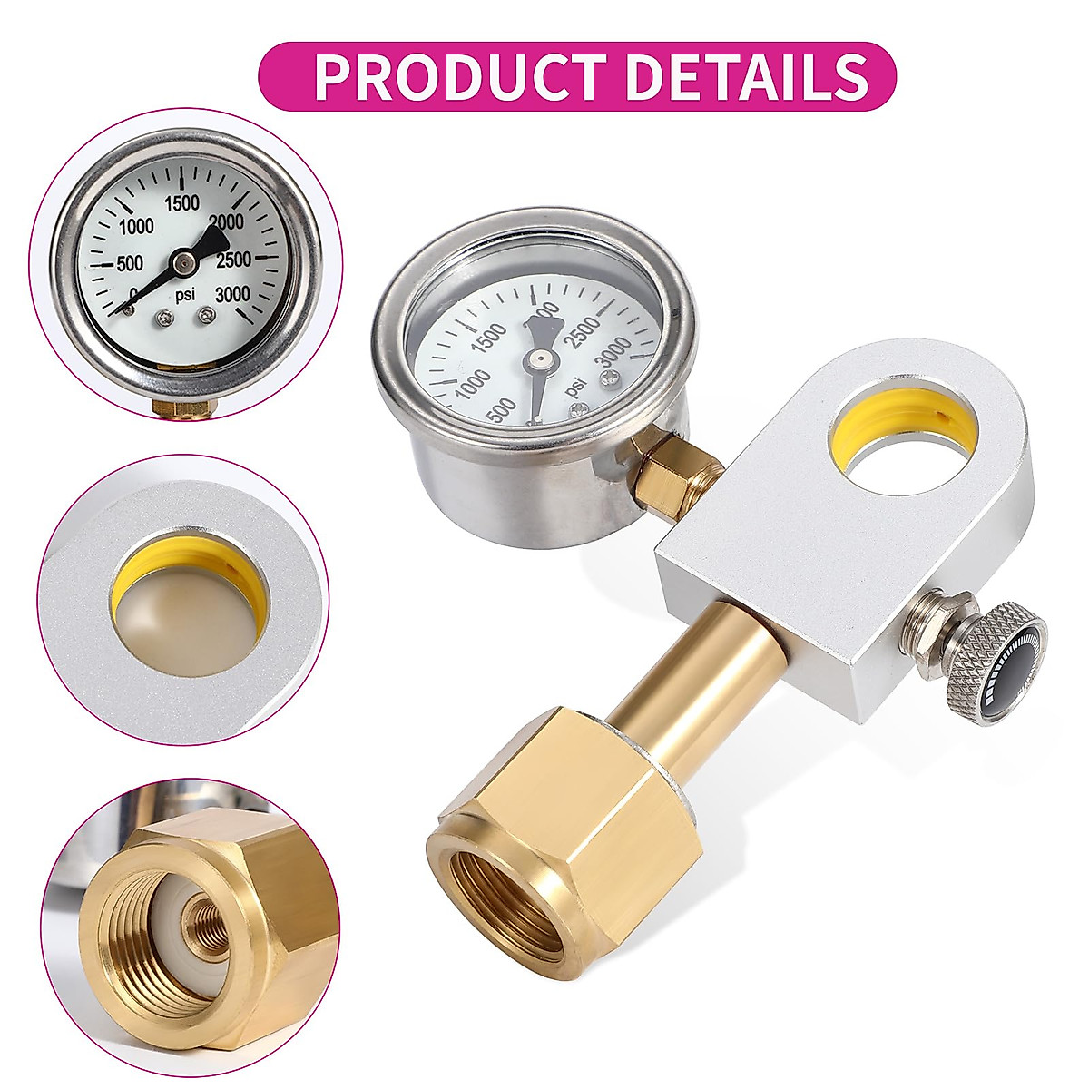 GURUDAR CO2 Cylinder CO2 Canister Refill Adapter with Pressure Gauge, CGA320 CO2 Tank to Pink Quick Connect Refill Station for Terra Art Gaia DUO Aqua Fizz Soda Maker Machine