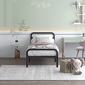 Emiosmt 14 Inch Twin Metal Platform Bed Frame with Headboard and Footboard,2500lbs Heavy Duty Steel Slat Support,No Box Spring Needed,Easy Assembly,Square Tube,Twin Bed Frame