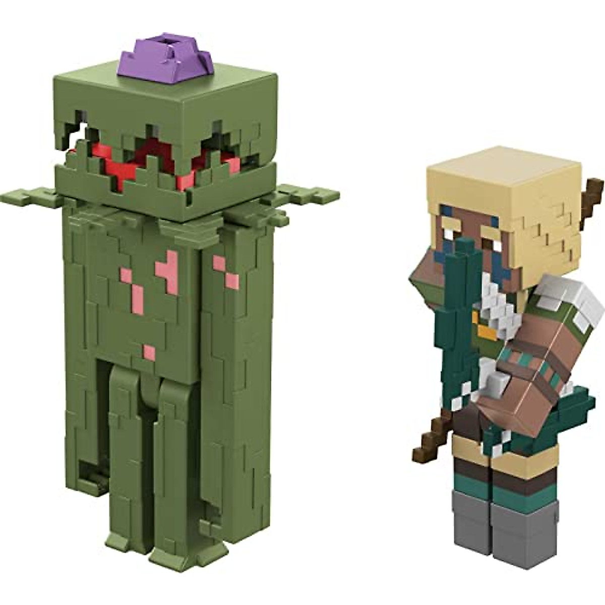 Mattel ​​Minecraft Craft-a-Block 2-Pk, Action Figures & Toys to Create, Explore and Survive, Authentic Pixelated Designs, Collectible Gifts for Kids Age 6 Years and Older