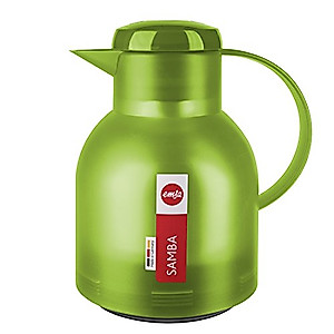 Emsa Samba, Quick Press, Vacuum Insulated Thermal Carafe, 34 oz, Translucent Light Green