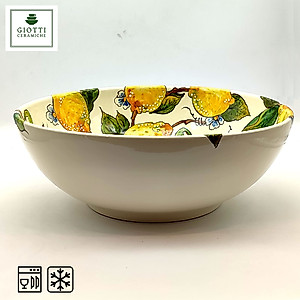 Large Ceramic Bowl for Kitchen - Italian dinnerware pasta bowl - Platter serving tray - Hand painted Lemon pottery bowls - Made in Italy plates set - Ceramics salad tuscan soul pottery