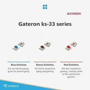 Ranked Gateron Ks-33 Low Profile v2 Key Switches for Mechanical Gaming Keyboards | Plate Mounted (Gateron Blue, 10 Pcs)