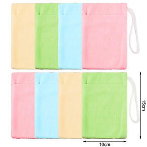 8 Pieces Soap Holder Bag Microfiber Soap Exfoliating Saver Bag Hanging Soap Saver Pouch Colorful Soft Soap Bags for Body Face Cleaning Supply, 4 Colors