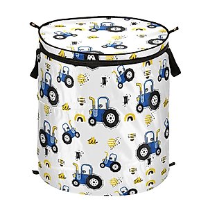 GuoChe Dirty Clothes Hamper Cute Farm Tractor Collapsible Laundry Basket With Sturdy Handle Waterproof Lid Solutions Decoracion for Nursery Baby Cloth