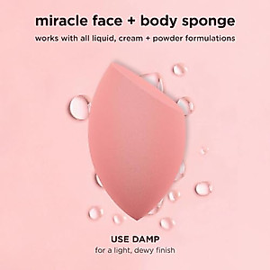 Real Techniques Miracle Face + Body Sponge, XL Makeup Blending Sponge For Whole Body, Ideal For Foundation, Body Makeup, & Self Tanner, Cruelty Free & Vegan, Latex Free, Packaging May Vary, 1 Count