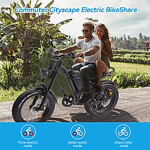 RROMXYUXI Electric Mountain Bike for Adults ，20 Inch Off Road Inflatable Tire Electric Bicycle, Shock Absorbing Seat, Double Disc Brake Bicycle ，500W 27.9MPH with 48V 22Ah Removable Battery (Black)
