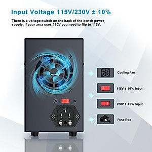 DC Power Supply, Bench Power Supply with Encoder Knob, Adjustable Regulated Power Supply with 5V 3.6A USB & Type-C Quick-Charge, Variable Power Supply with Overcurrent Protection (0-30V 0-10A)