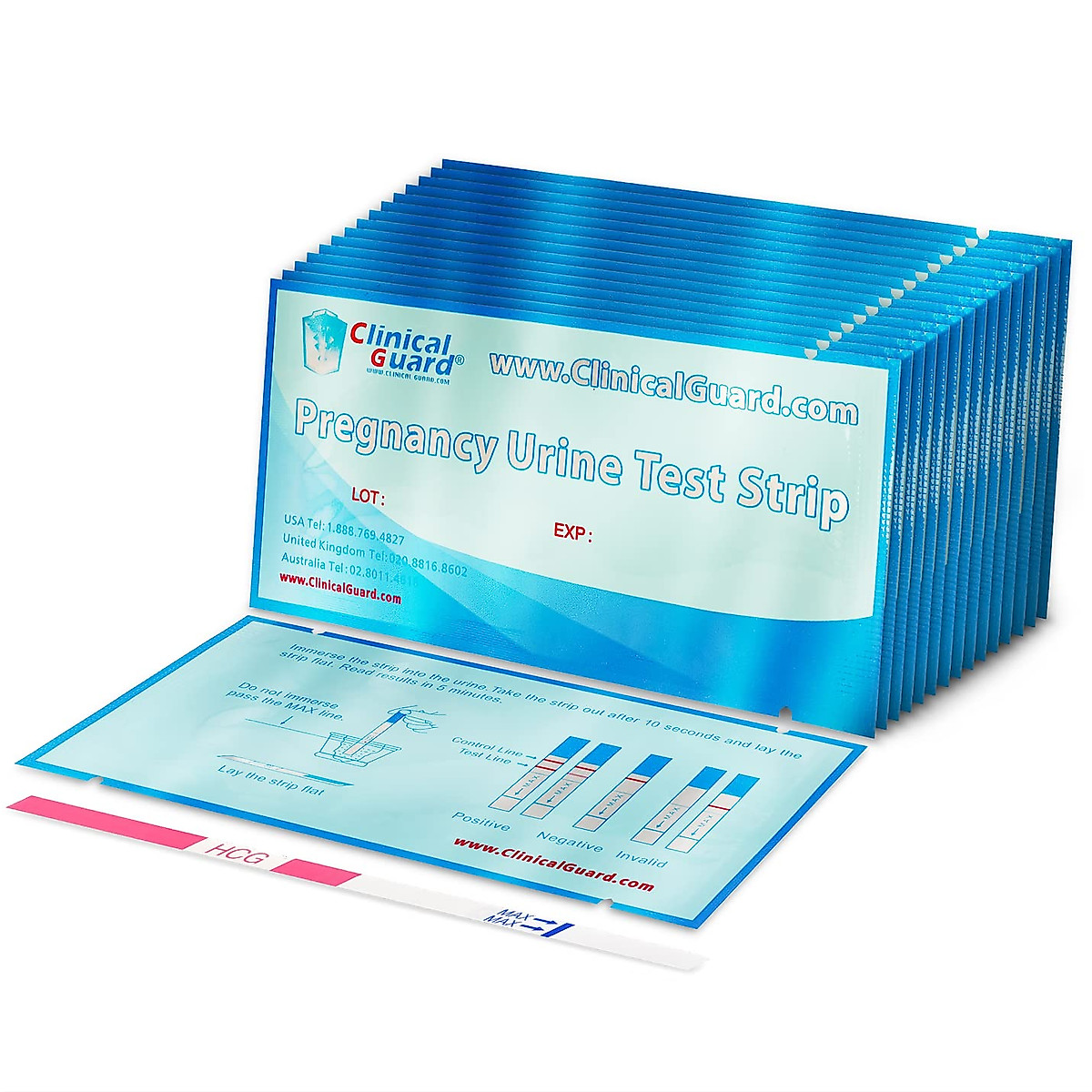 Clinical Guard 25 Pregnancy Tests Early Detection Strips - FSA HSA Eligible - Sensitive & Accurate Measurement Within 5 mins -Pregnancy Test Strips for Women - HCG Test Strip Kit- Pruebas De Embarazo