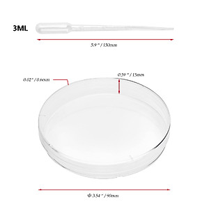 JOIKIT 80 Pack Sterile Plastic Petri Dishes, 90mm Dia × 15mm Deep Petri Dishes with Lids, Lab Petri Dishes with 200 Plastic Transfer Pipettes for Laboratory Studies, Scientific Research