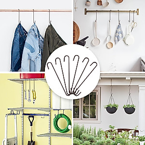 6 Pack heavy duty s hooks,Brown strong metal big hooks for hanging plants or large items as potted plants,garden tools,bird cages,animal feeders