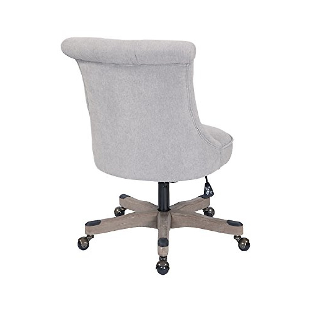 OSP Home Furnishings Hannah Tufted Office Chair with Adjustable Height and Grey Wood Base, Fog Fabric